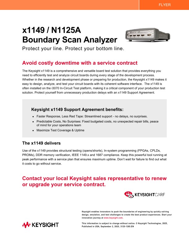 x1149/N1125A Boundary Scan Analyzer PDF Asset Page | Keysight